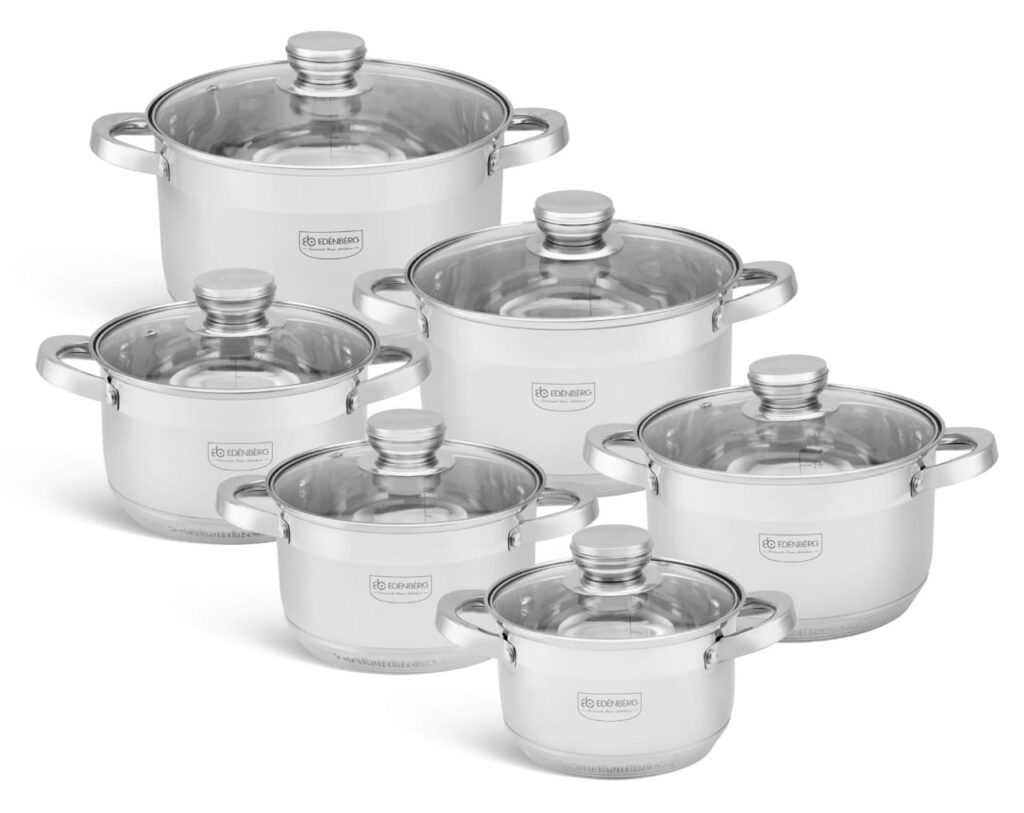 12pcs edenberg stainless steel cookware set - Truenest appliances